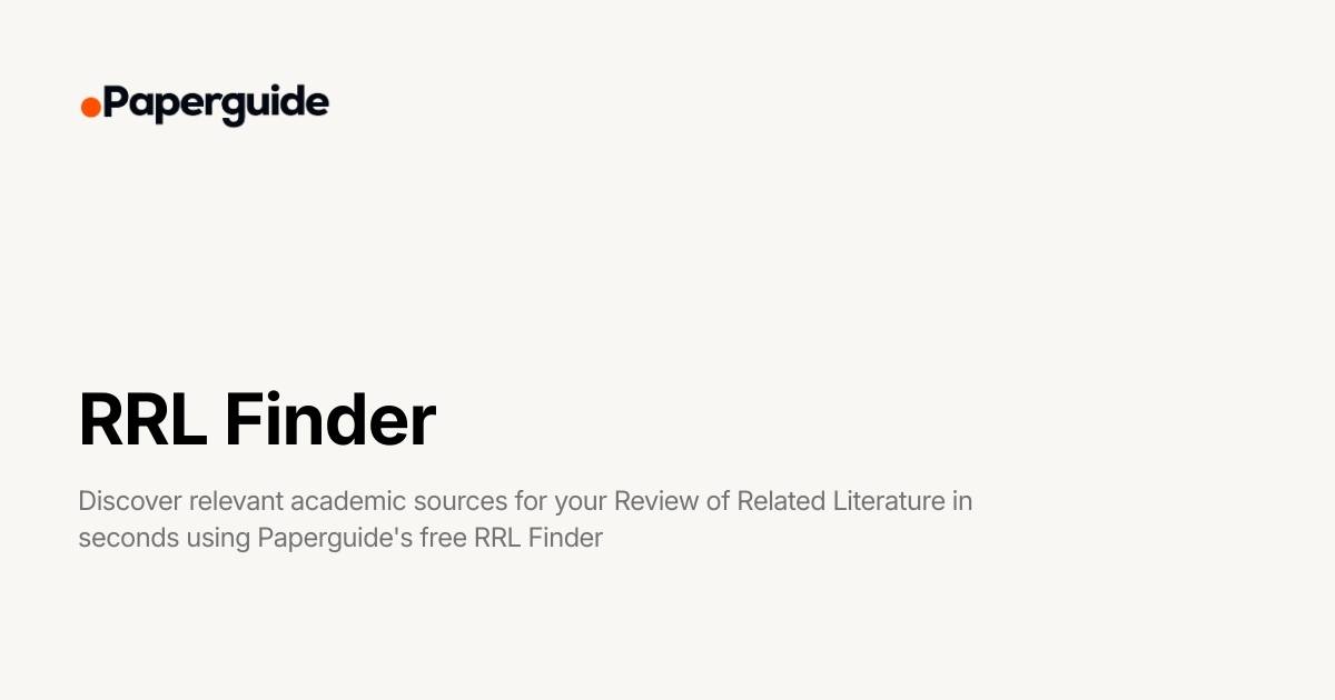 RRL Finder - Find Related Literature with AI for Free
